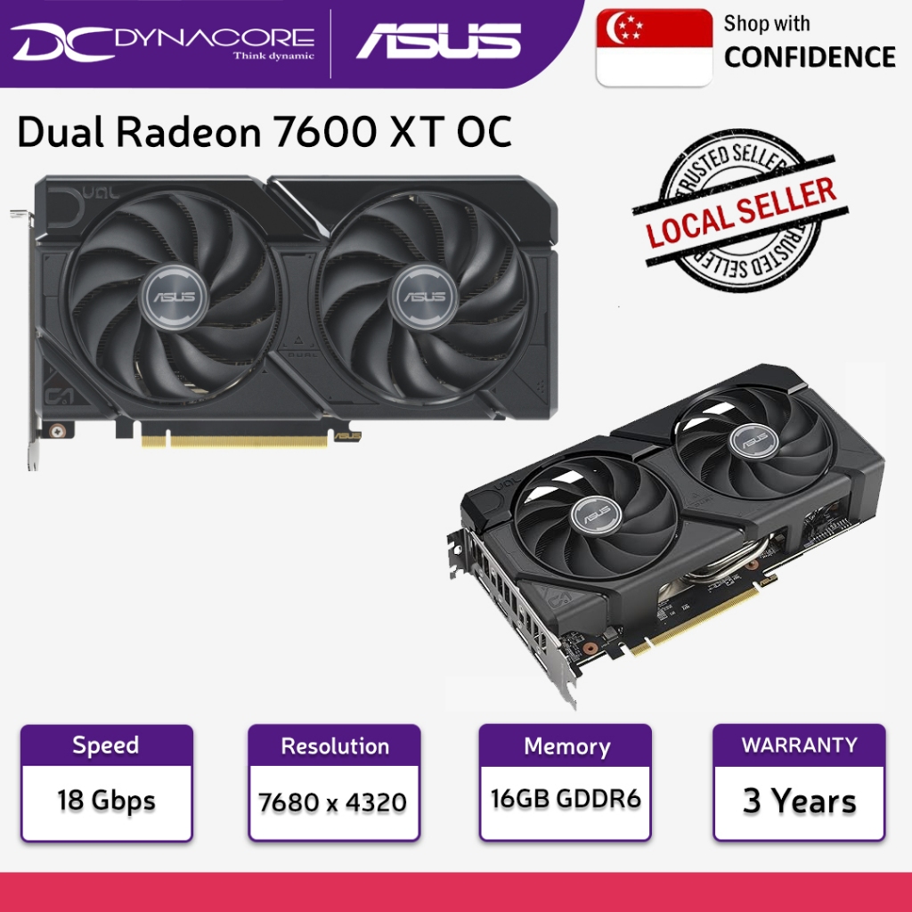 ASUS Dual Radeon™ RX 7600 XT OC Edition 16GB GDDR6 | Shopee Singapore
