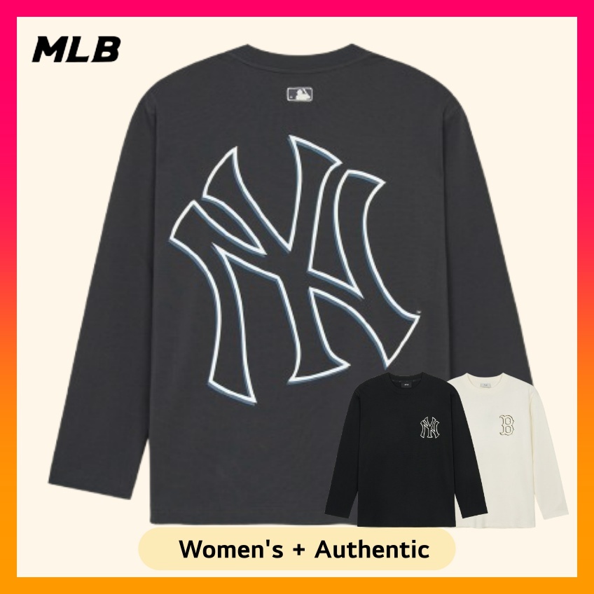 MLB Basic Mega Logo Loose Fit Long Sleeve T Shirts (2024 NEW) | Shopee ...