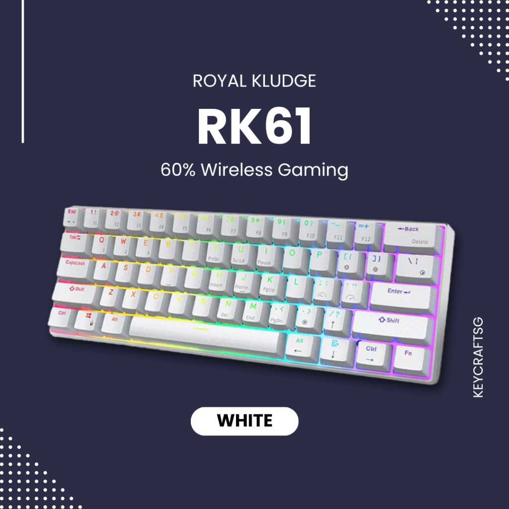 🇸🇬 Royal Kludge RK61 Mechanical Keyboard Hot Swappable RGB Backlit Tri ...