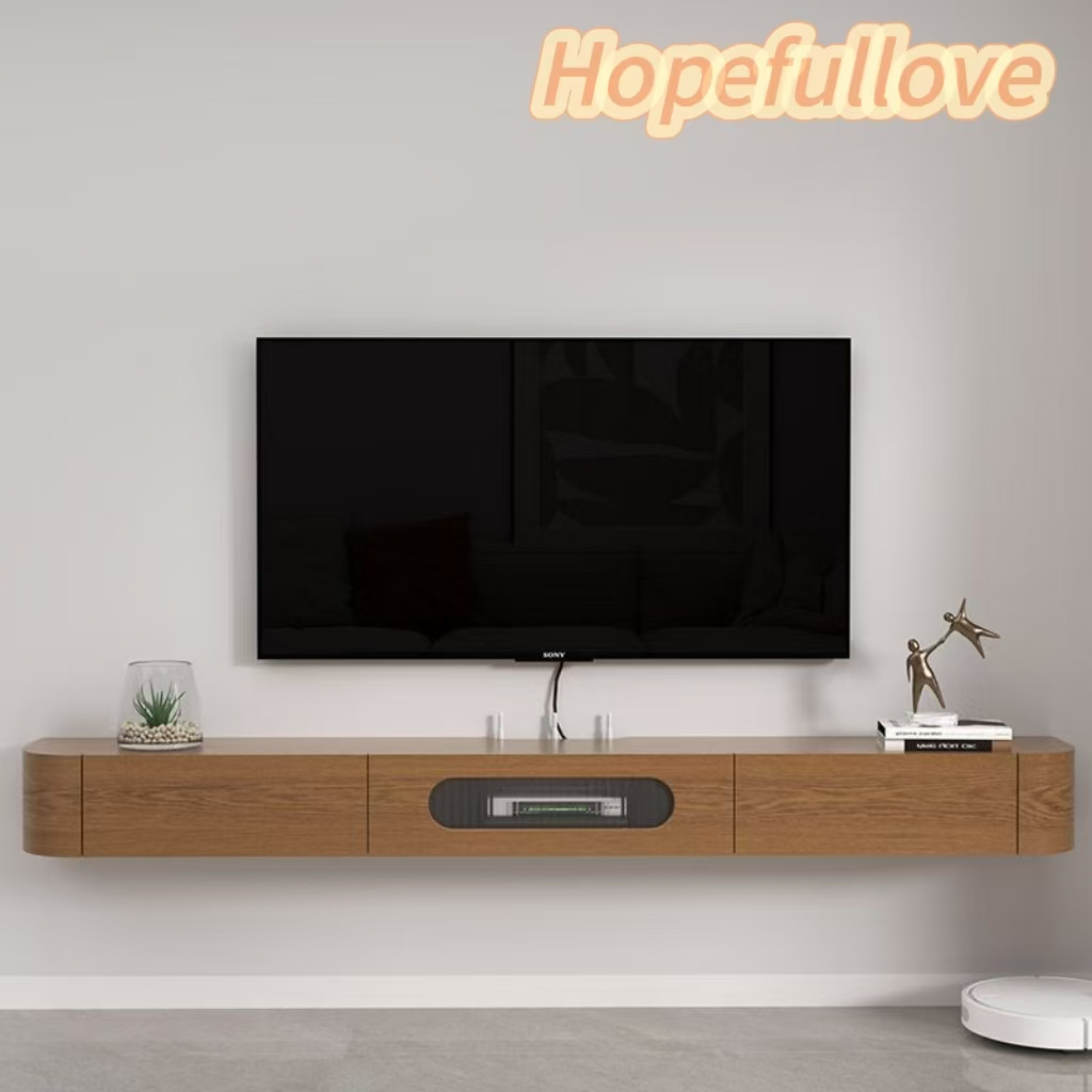 Solid Wood TV Console Small TV Console Floating TV Console Wall Mounted ...