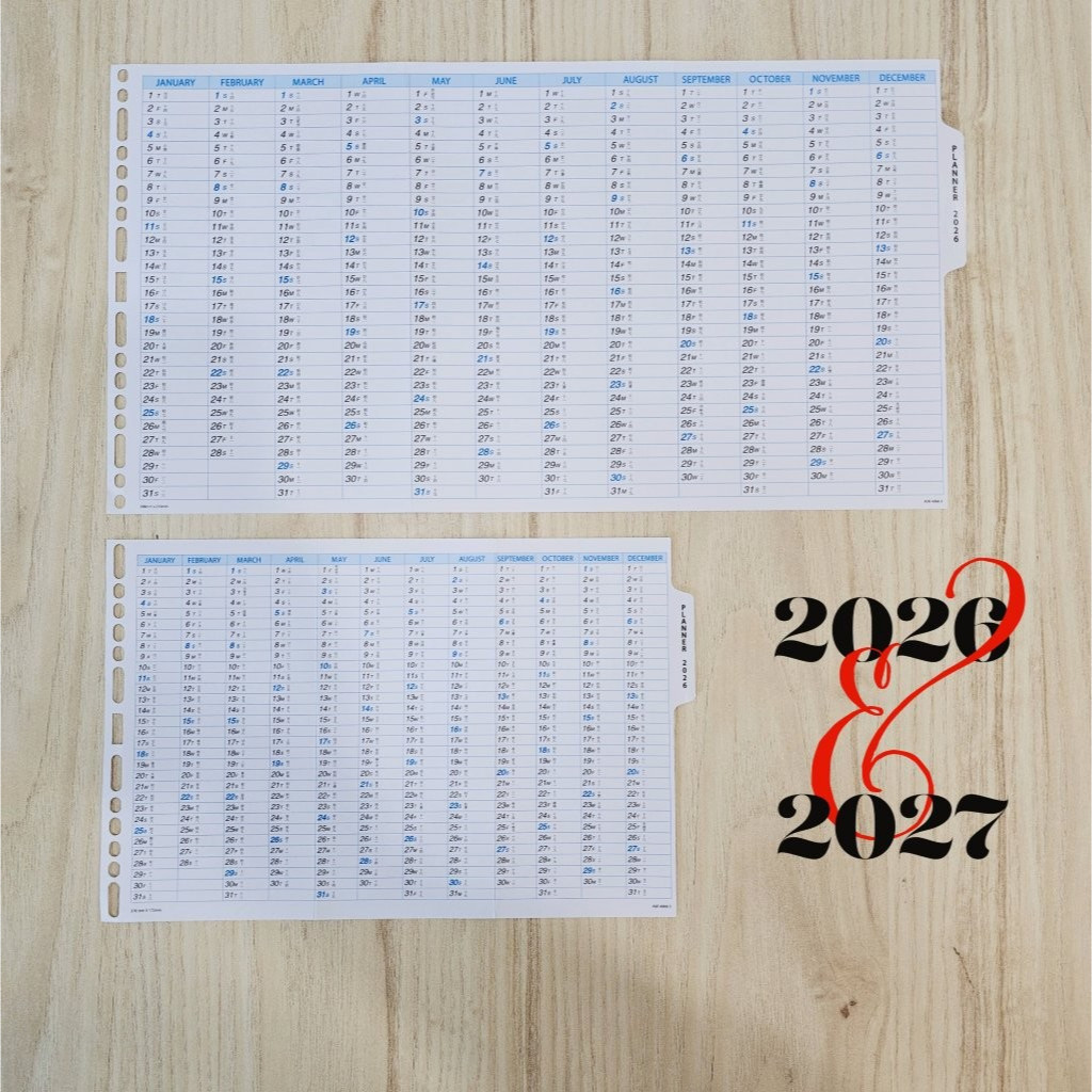 R'fillae 4068 A5/A6 Yearly Planner Diary Refill (2-fold) (2026/2027 ...