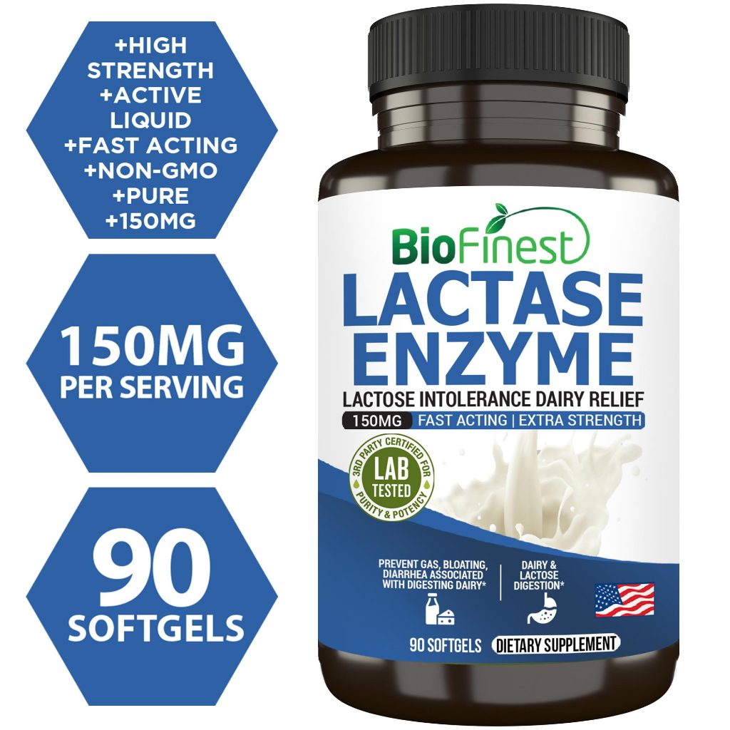 Biofinest Lactase Enzyme Supplement - 150mg Active Liquid - Lactose ...