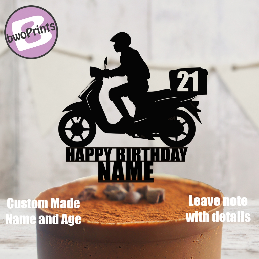 Motorcycle Bike Delivery Courier Cake Topper Cupcake Toppers Birthday ...