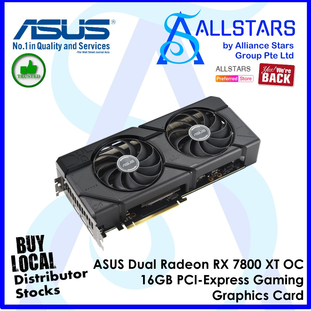 (ALLSTARS) ASUS Dual Radeon RX 7800 XT OC 16GB PCI-Express Gaming ...