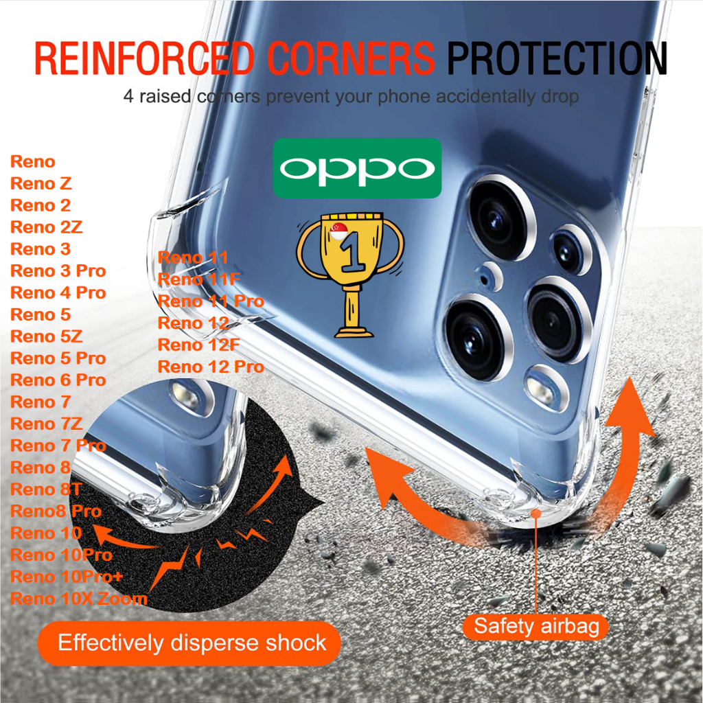 OPPO Anti Shock Case Reno 12F 11 10 8 Pro 8T Reno 4Pro/Reno 2Z/Reno 5Z ...