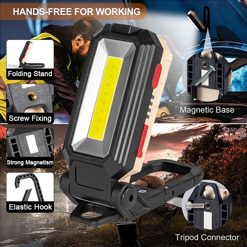1600W Powerful LED COB Flashlight Built-in Battery USB Charging ...