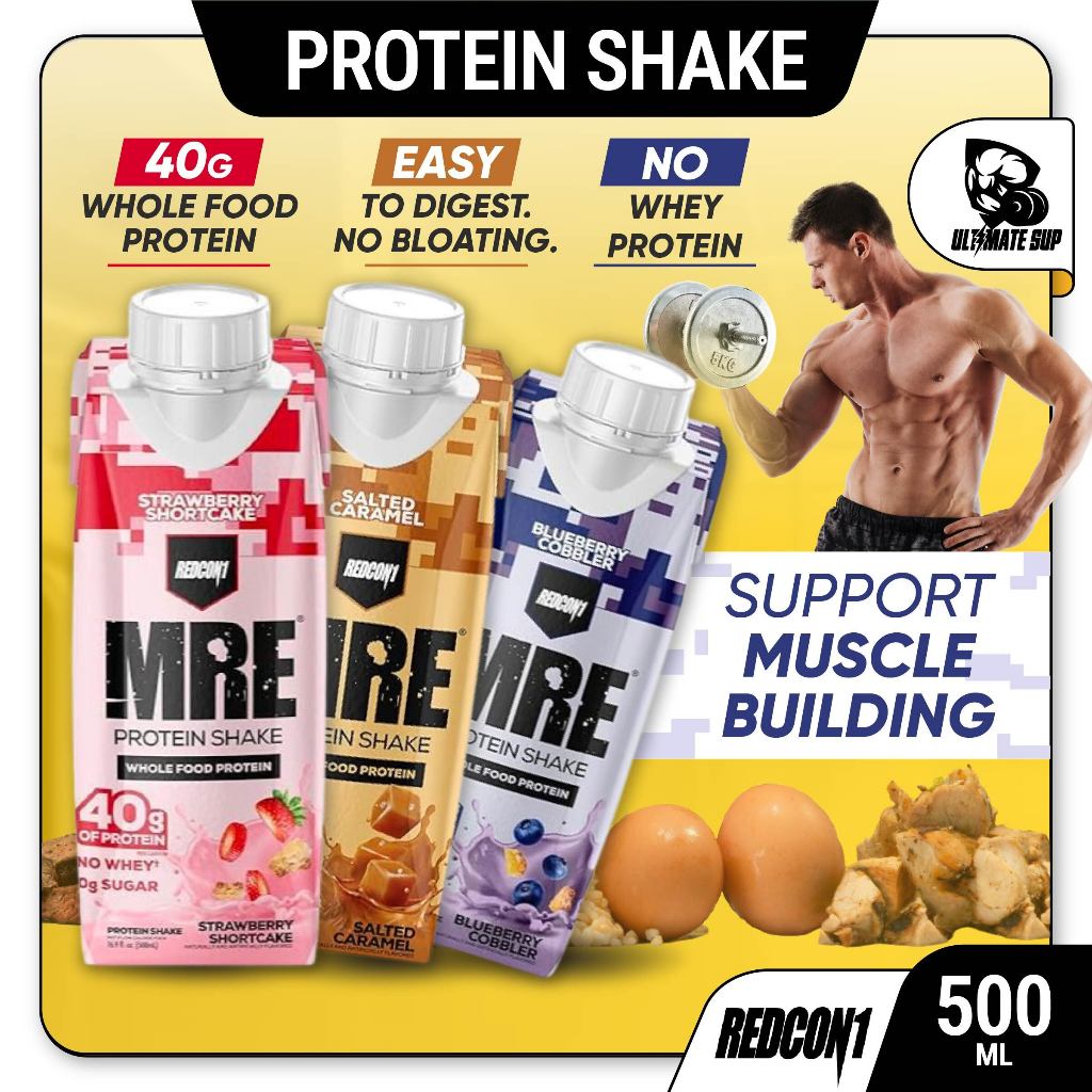 REDCON1 MRE Ready to Drink Protein Shakes, Lactose + Whey Free, Muscle Recovery, 500ml | Shopee ...