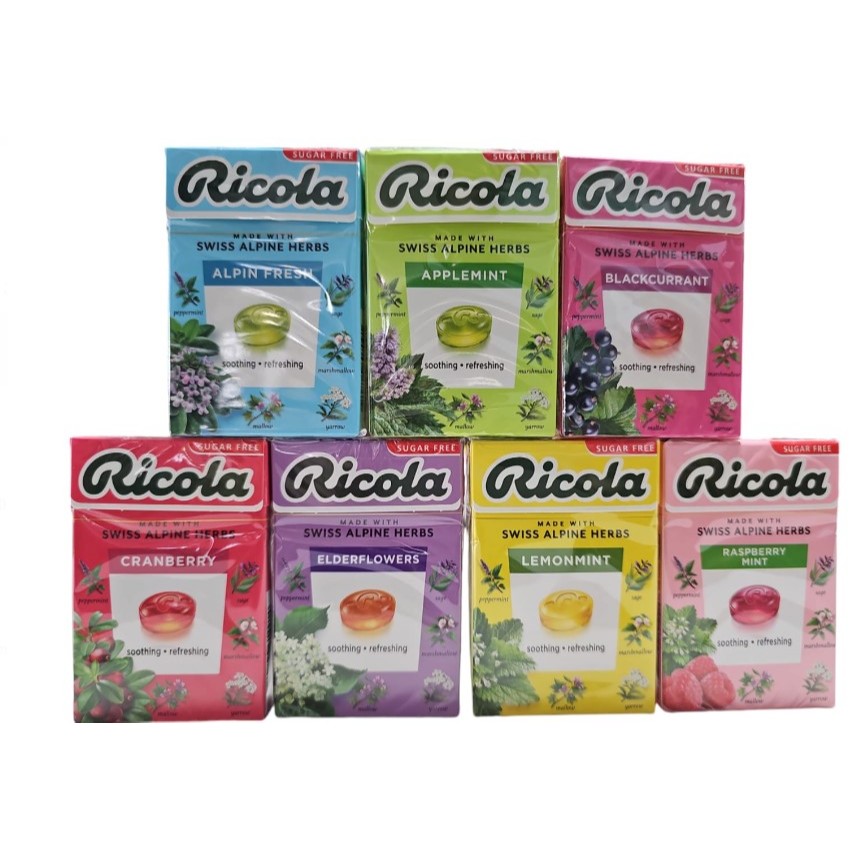Ricola Sugar-Free (40g) - AlpinFresh/Elder Flower/Blackcurrant/Cranberry/OriginalHerb/Apple Mint ...