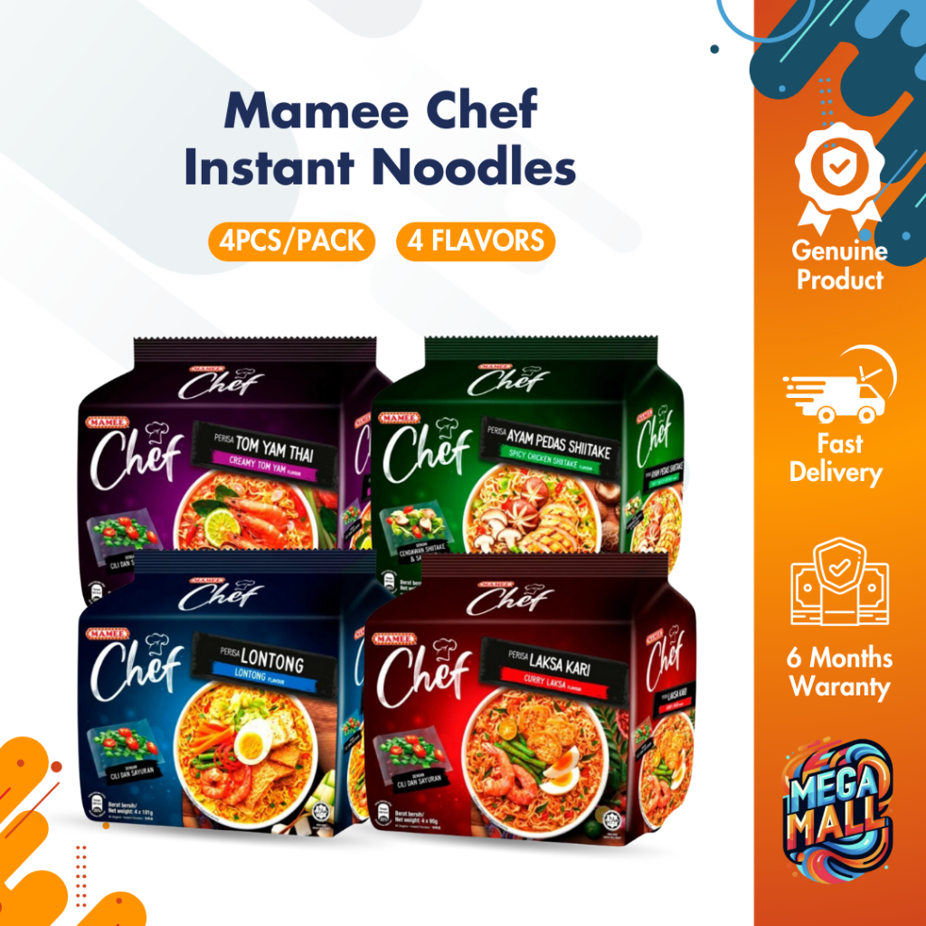 Mamee Chef Instant Noodles 4pcs/pack - Delicious, Quick Meal, Premium ...