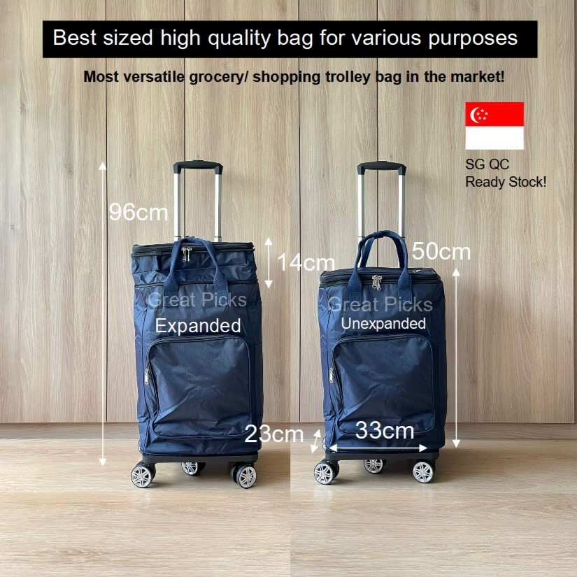 🇸🇬Retractable Folding Insulated Grocery Shopping Trolley Bag | Shopee ...