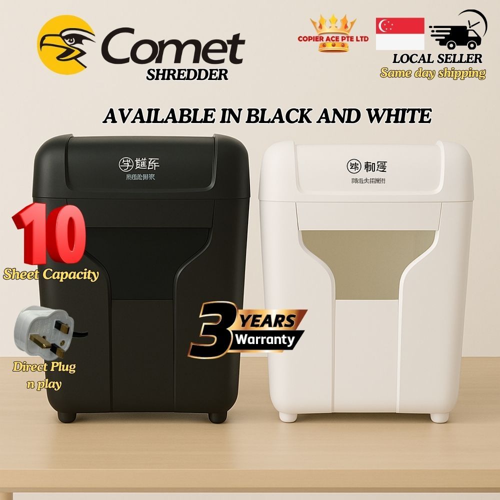Comet Paper/CD/BankCard/Staple Compact Shredder 10 Sheets Auto, P4 lvl ...