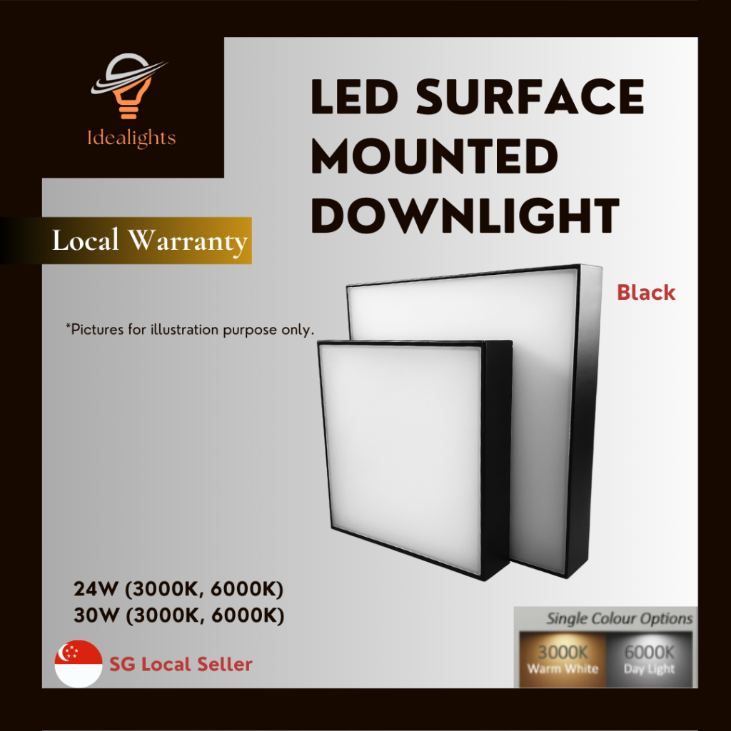24W& 30W SQUARE Black LED UltraBright Surface Mounted Ceiling Downlight ...
