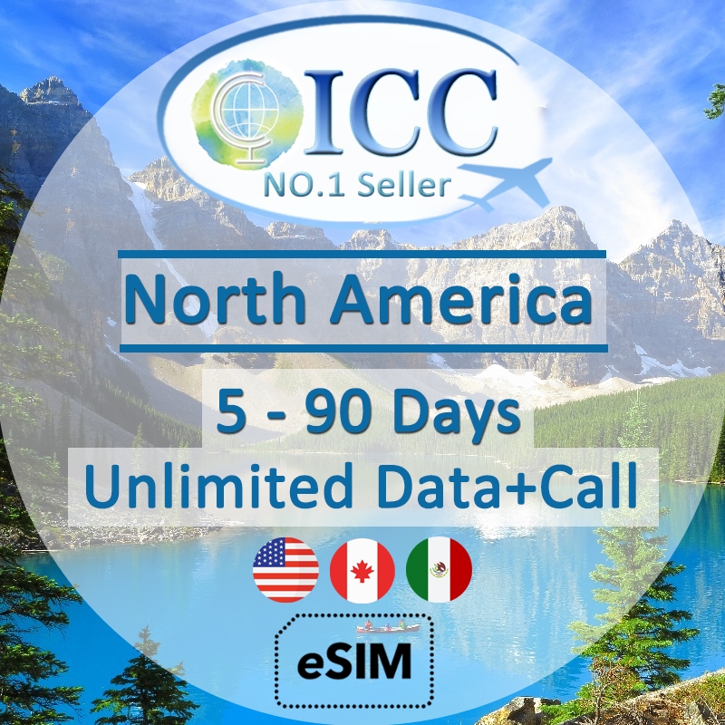 ICC eSIM - North America (USA,Canada,Mexico) 10-30 Days Unlimited* 4G ...