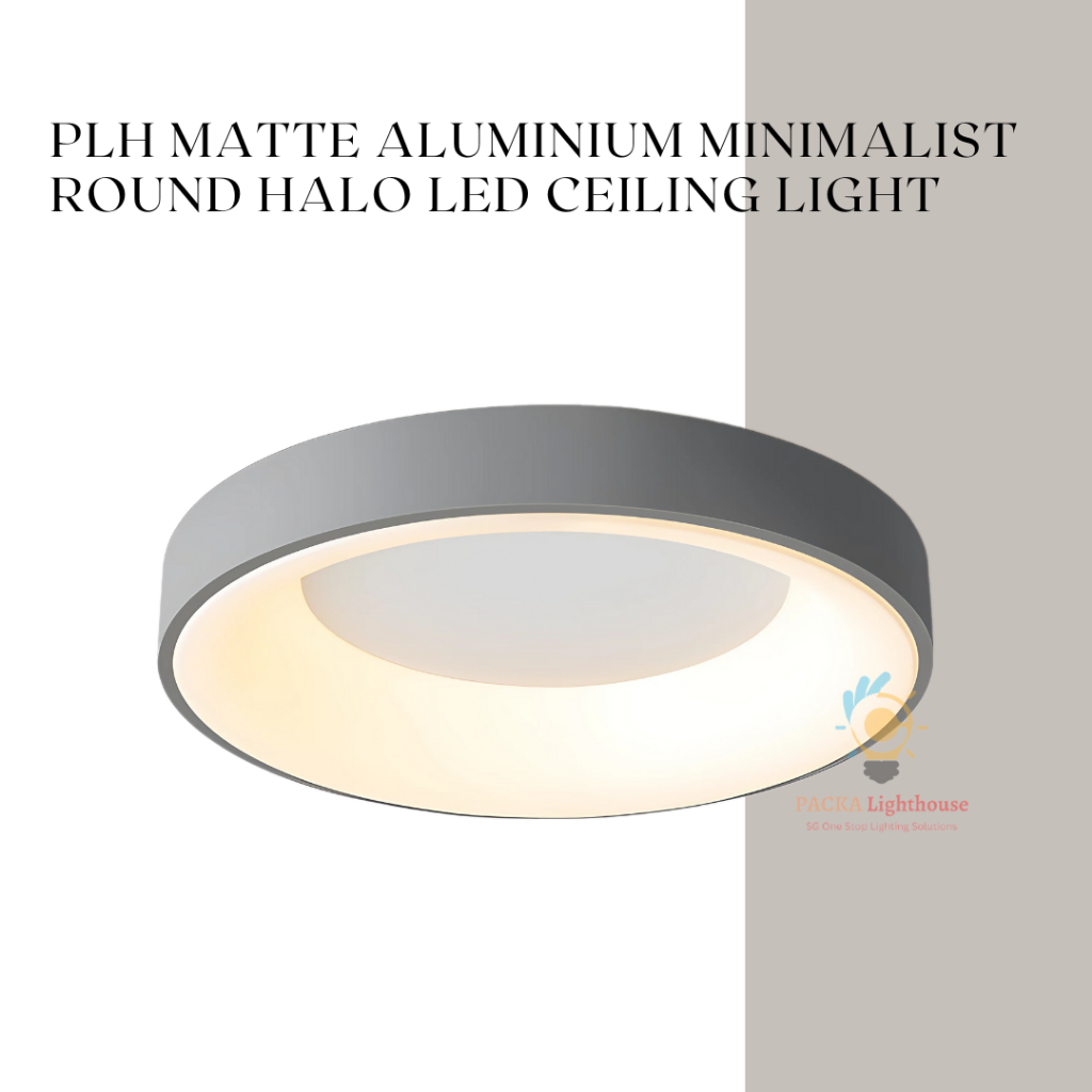 PLH Matte Aluminium Minimalist Modern Round HALO LED Ceiling Light Tri ...