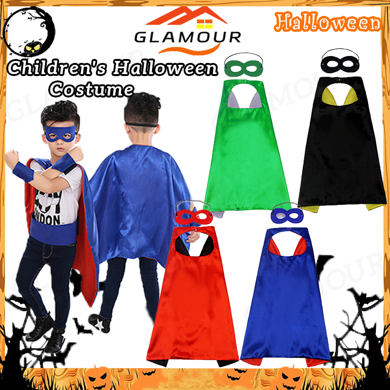 [SG] Superhero Costume Kids Double Poncho Cartoon Children's Halloween ...