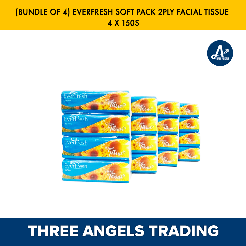 (Bundle of 4) Everfresh Soft Pack 2ply Facial Tissue 4 x 150s | Shopee ...