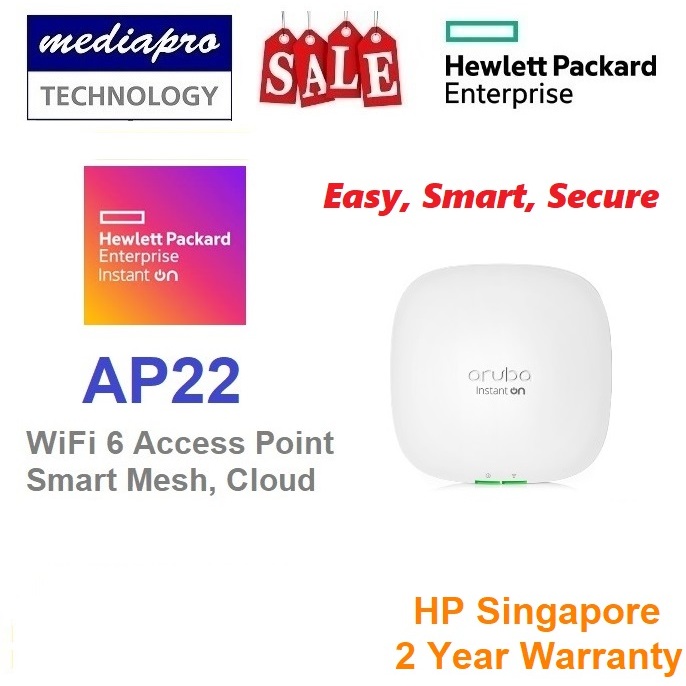 HP / HPE AP22 Aruba Instant On WiFi 6 Access Point, PoE, Smart MESH ...
