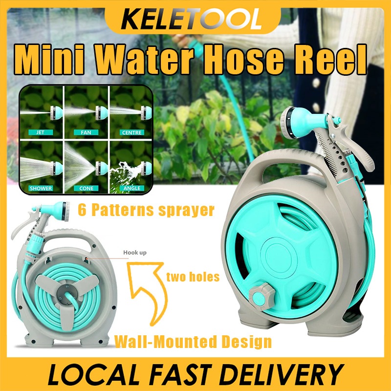 Wall Mounted Hose Reel Gun Garden Sprayer Mini Hose Watering Hose Reels ...