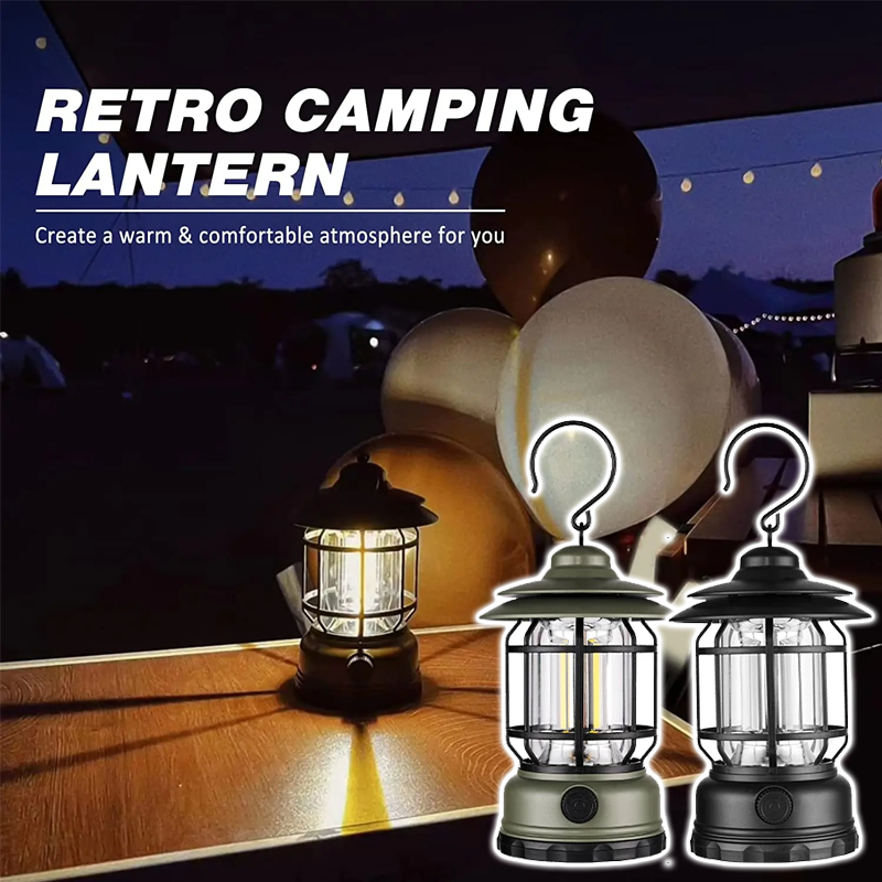 Outdoor Retro Camping Lamp Portable COB Camp Lantern LED Emergency ...