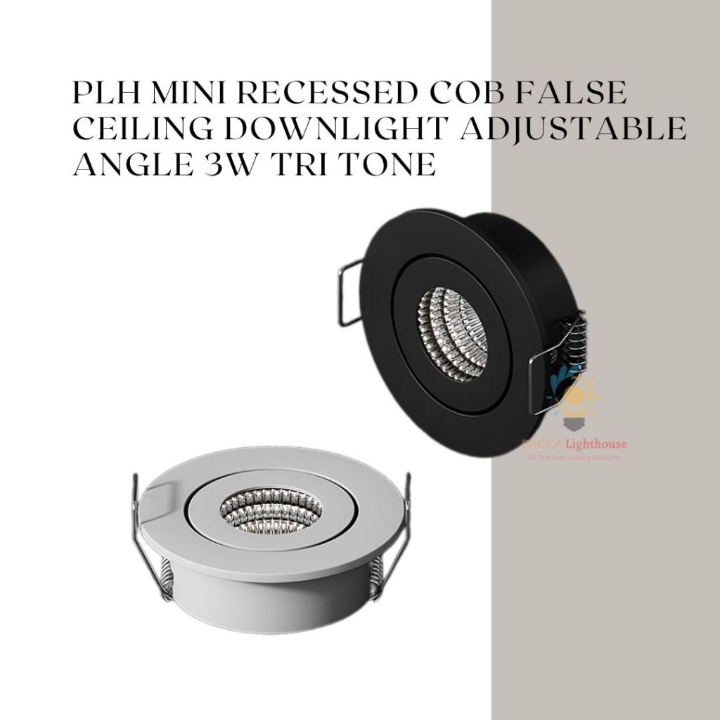 PLH Mini Recessed COB False Ceiling Downlight Adjustable Angle 3W Tri ...