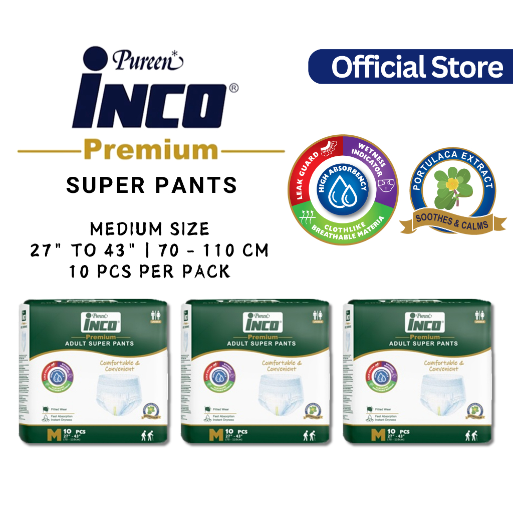 INCO Premium Adult Super Pants (M) 10's (Pull Up) x 3 Packs (Bundle ...