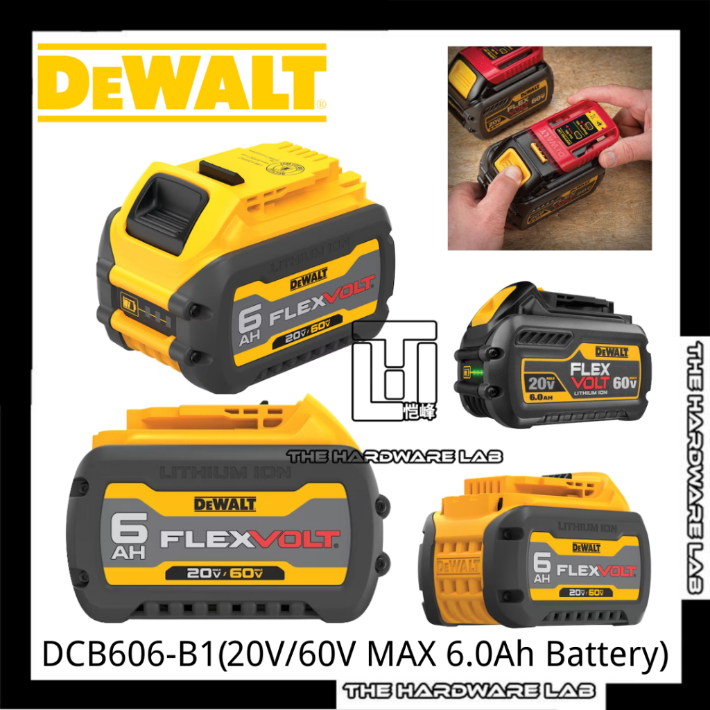 {The Hardware Lab}Dewalt DCB606-B1 FLEXVOLT® 20V/60V MAX 6.0Ah Battery ...