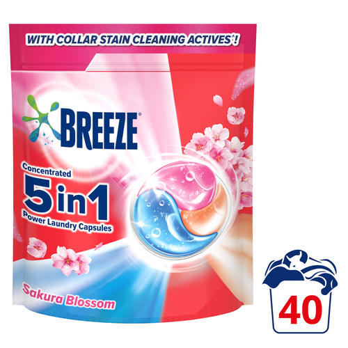 Breeze Laundry Capsules 5-in-1 Sakura Blossom (40 pcs) | Shopee Singapore