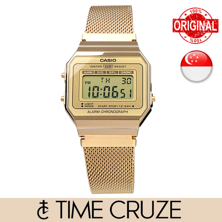 [Time Cruze] Casio A700 Vintage Digital Slim Gold IP Stainless Steel ...