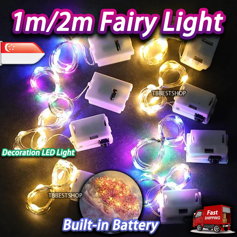 🎁TBBest 1m/2m LED Light strip Built-in battery Gift Decoration Lights ...