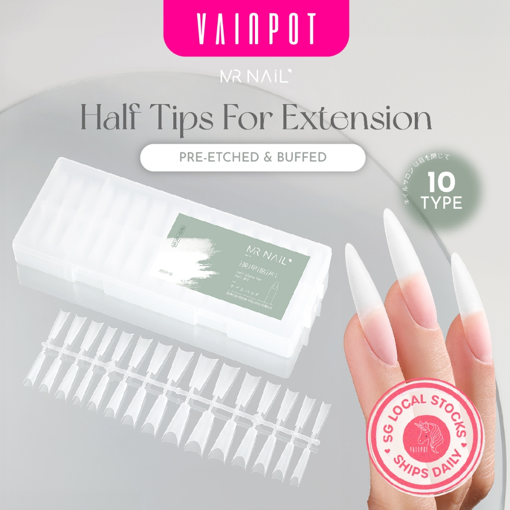 【Vainpot-SG】MR NAIL Soft Gel Half Tips for Nail Extension / Pre Etched ...