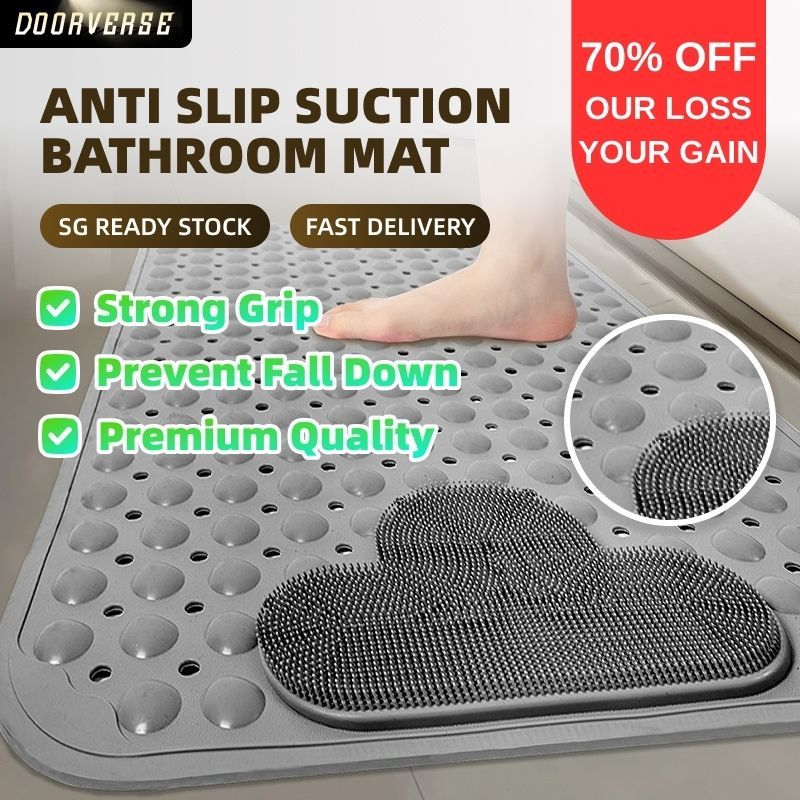 Bathroom Shower Floor Mat Anti Slip Bath Mat with Suction Massage Bath ...