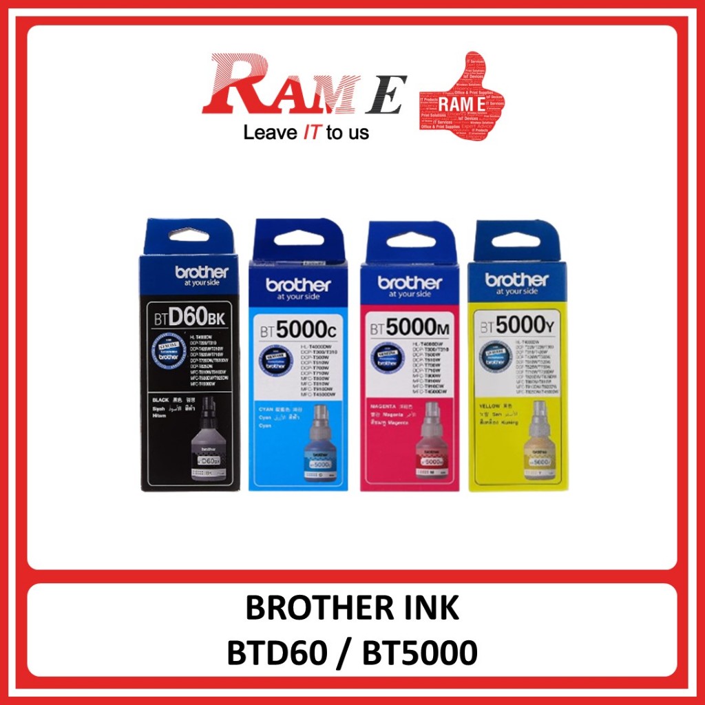 [ORIGINAL] Brother Ink Bottle BTD60 BTD 60 Black / BT5000 BT 5000 Cyan ...