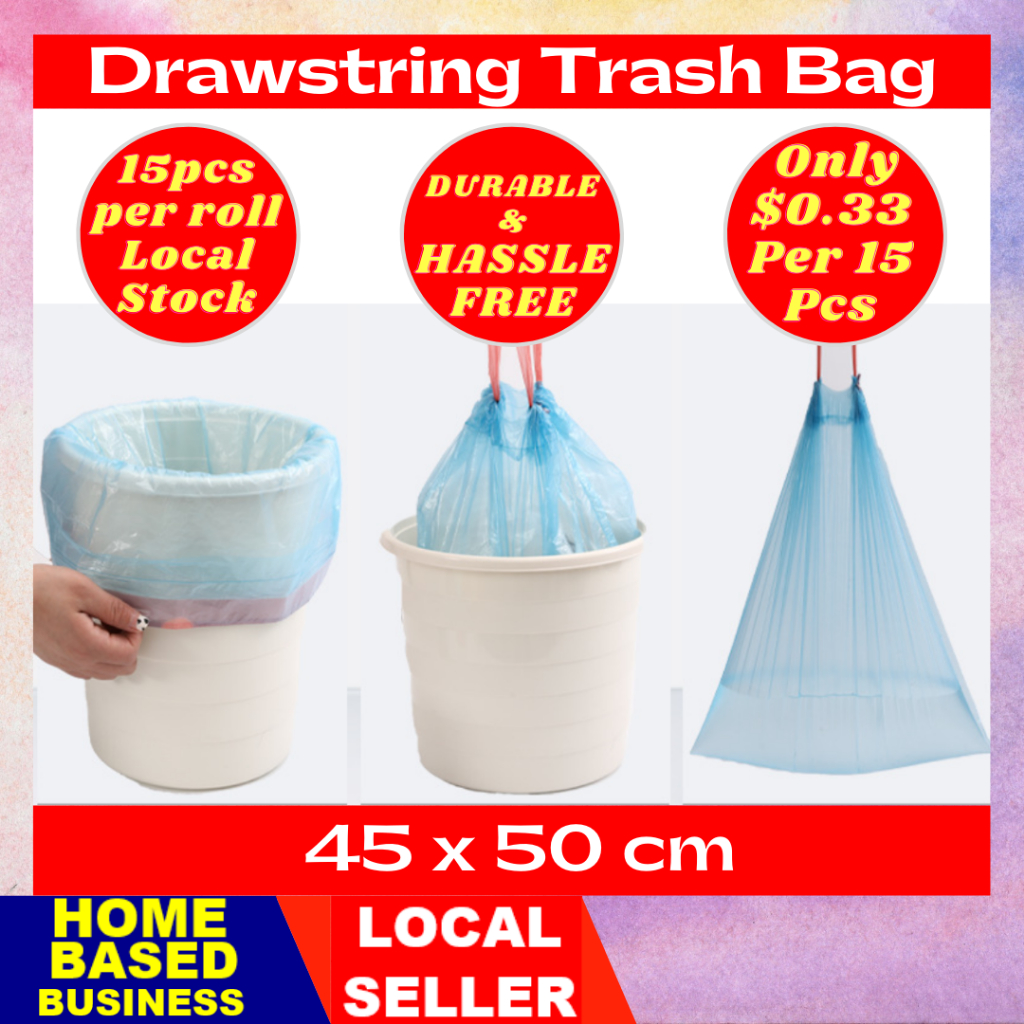 SG Stock Drawstring Garbage Bag/Trash Bag/Rubbish Bag/Plastic Bag/Pet ...