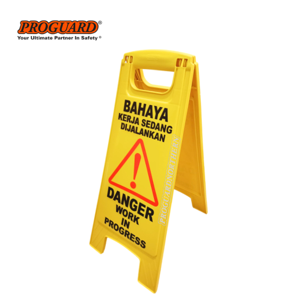 Folded Hazard Warning Safety Floor Sign Papan Bahaya Kerja Sedang Dijalankan / Danger Work In ...