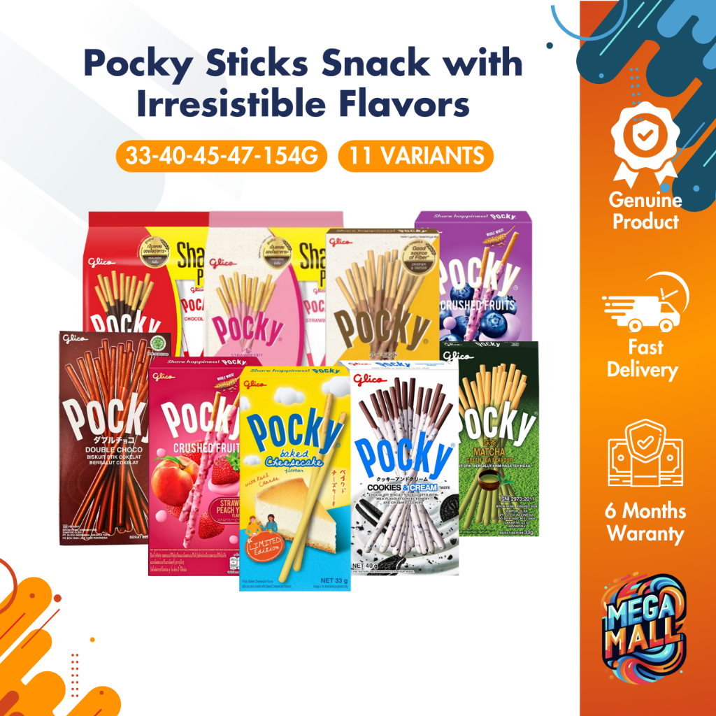 Pocky Sticks Snack 33g 40g 45g 47g 154g - Irresistible Flavors | Shopee ...
