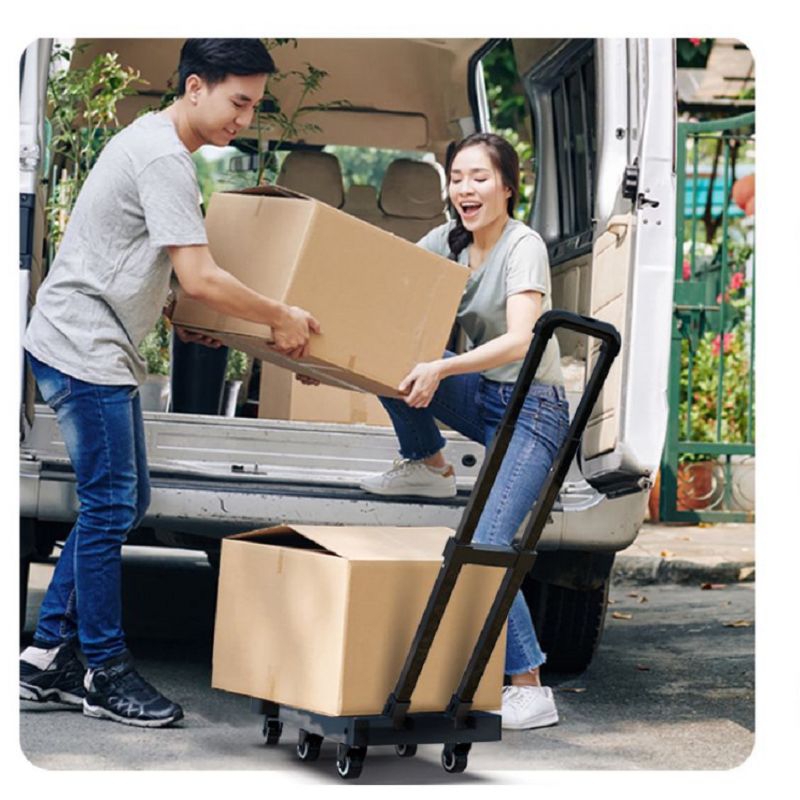 {SG seller} Black Classic hand trolley with 6 wheel can carry 200 kg ...