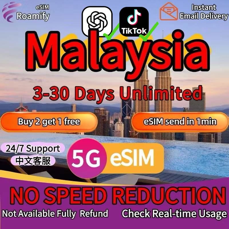 Malaysia eSIM 5G High Speed 1-15 Days 500MB-10GB Unlimited Data CelcomDigi eSIM Card | Shopee ...