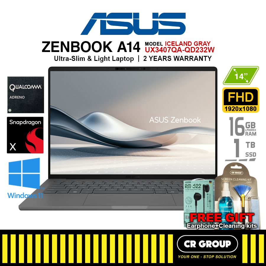 ASUS Zenbook A14 UX3407QA-QD232W - Snapdragon X X1 26 100 - Qualcomm ...