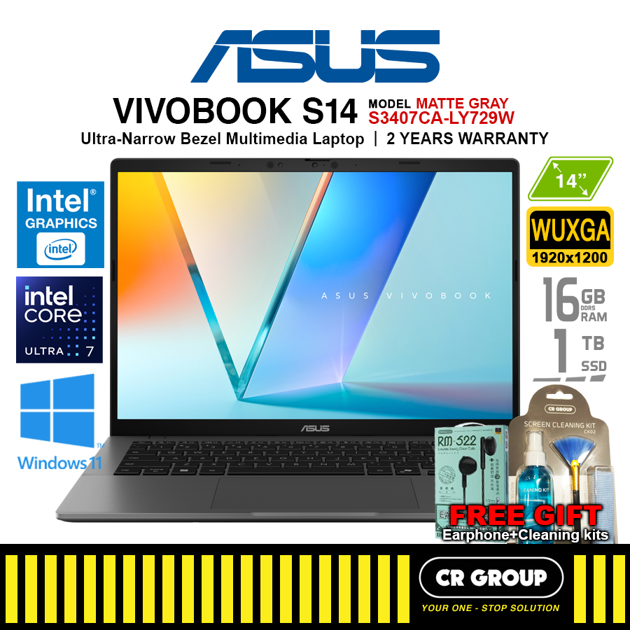 ASUS Vivobook S14 S3407CA-LY729W - Intel Core Ultra 7-255H - Intel UHD ...