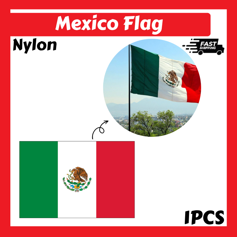 Mexico National Flag / 3x5ft 90x150cm / Mexico Flag / Bendera Negara ...