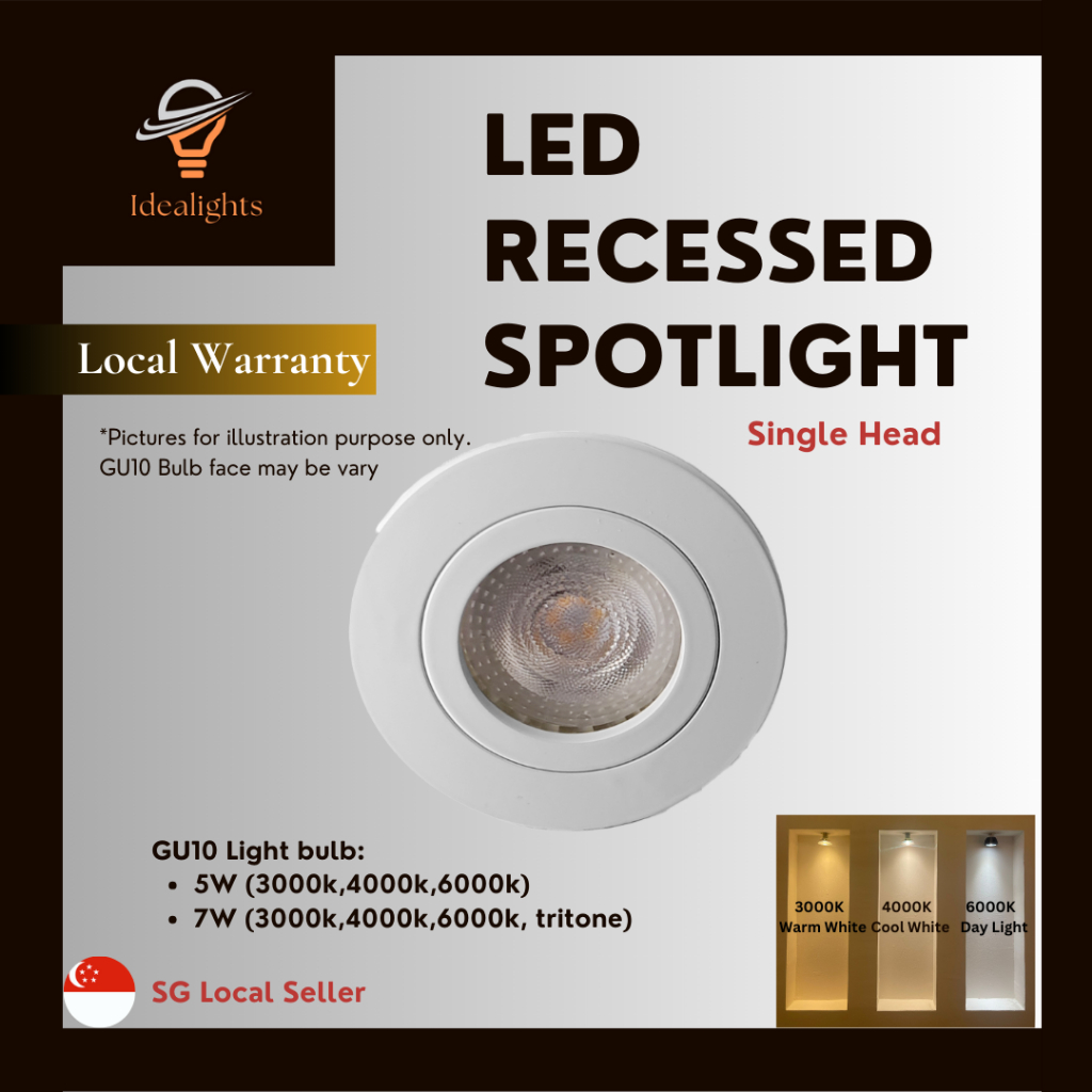 LED Fixed Recessed Spotlight (White) | GU10 Bulb Fitting | LED Ceiling ...