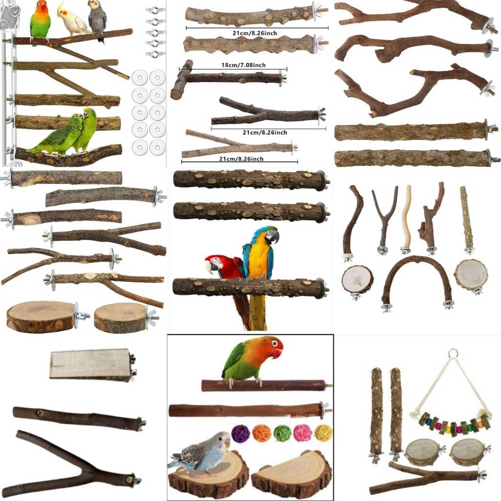 Parrot Toy | Bird Tree Branch Pepper Wood Stand Stick | Bird Stand Bar ...