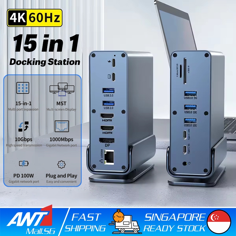 🔥SG🔥 15-in-1 USB C Docking Station with Dual HDMI 4K/60Hz DP 1000M ...