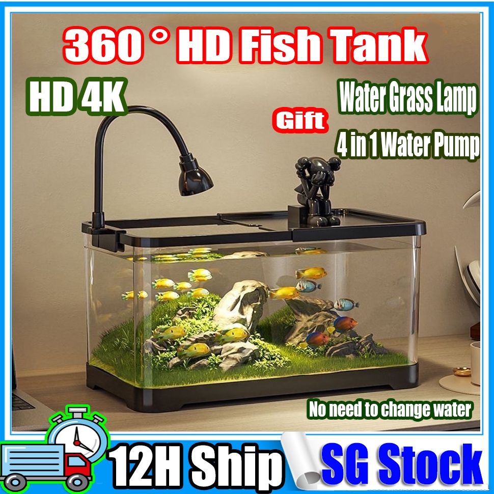 【SG Ship】Fish Tank Desktop Fish Aquarium Filter Terrapin Tank Landscape ...