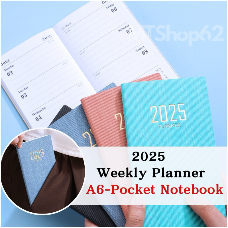 【SG Instock】Year2025 A6 Weekly Pocket Planner Notebook Soft PU Student ...