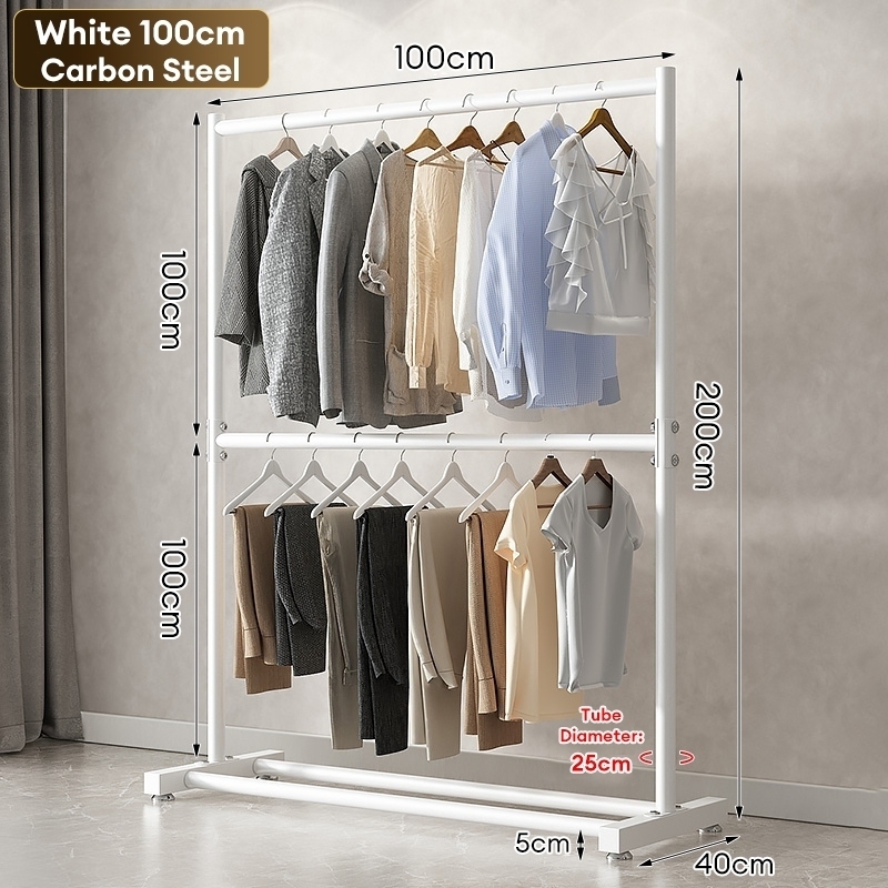 Single/Double-Pole Clothes Hanging Rack Steel Pipe Clothes Rack Drying ...