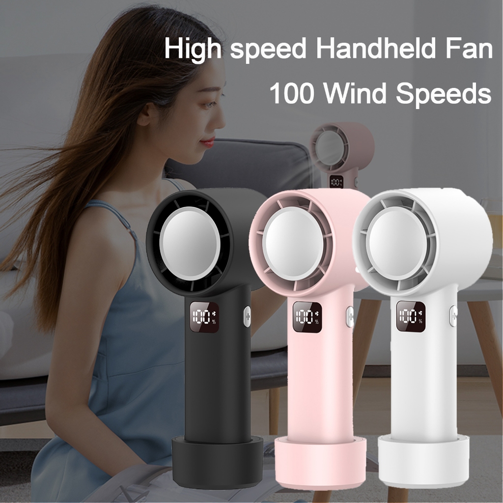 Mini Handheld Fan 100-Gears High Speed Cold Fan LED Digital Display ...