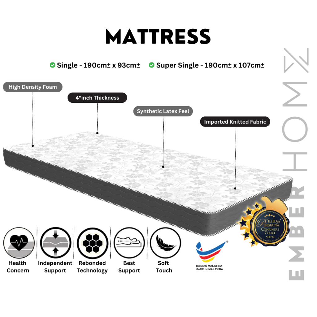 Mattress High Density Compressed Rebond Foam Synthetic Latex Feel ...