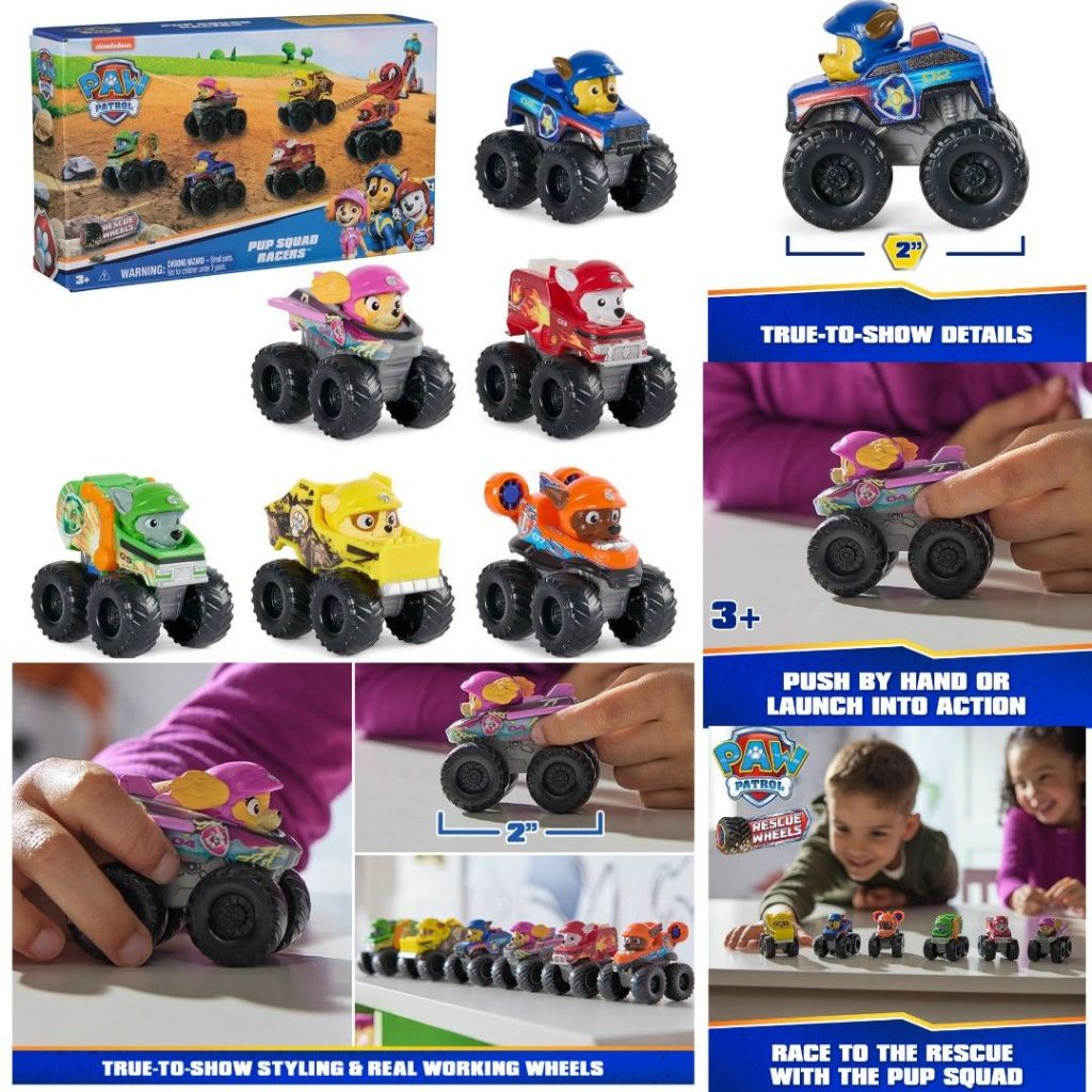 Authentic Paw Patrol Rescue Wheels vehicle 6 pcs Pup Squad Racers, Toy ...