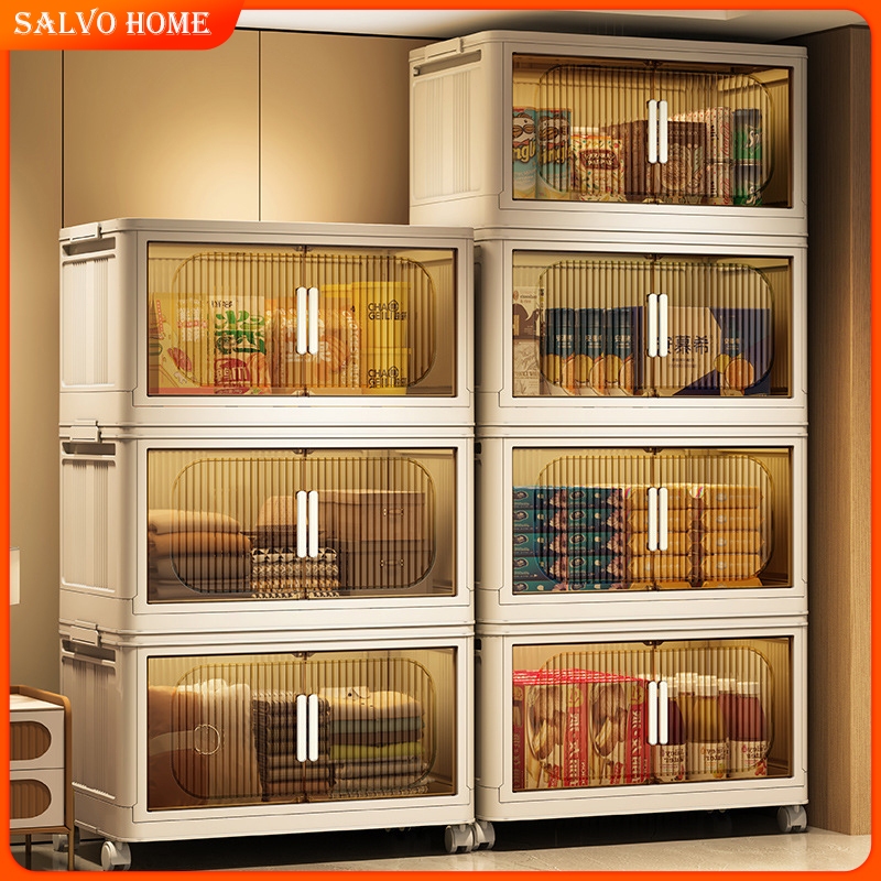Salvo 3/4/5 Layers Foldable Storage Cabinet With Wheels 2 Doors ...